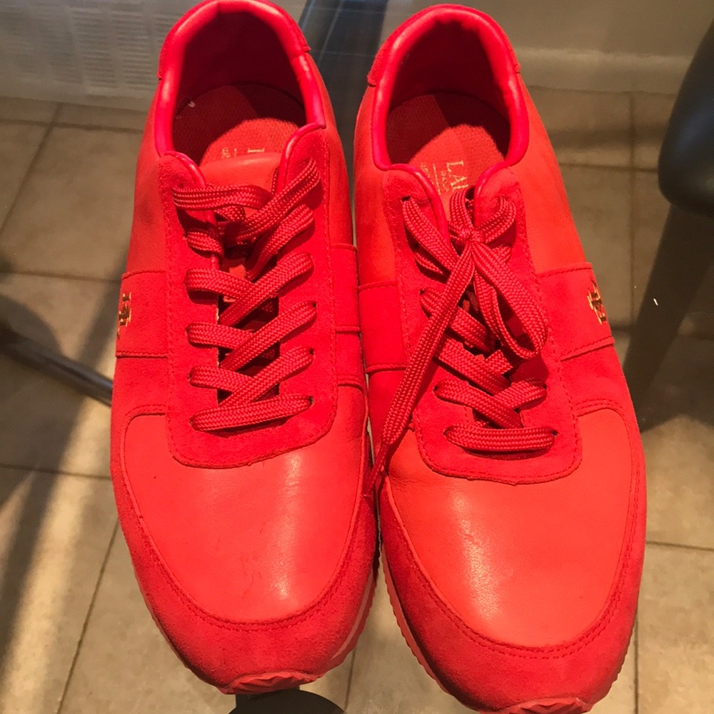Lauren, Ralph Lauren Red Leather Sneakers - Gem